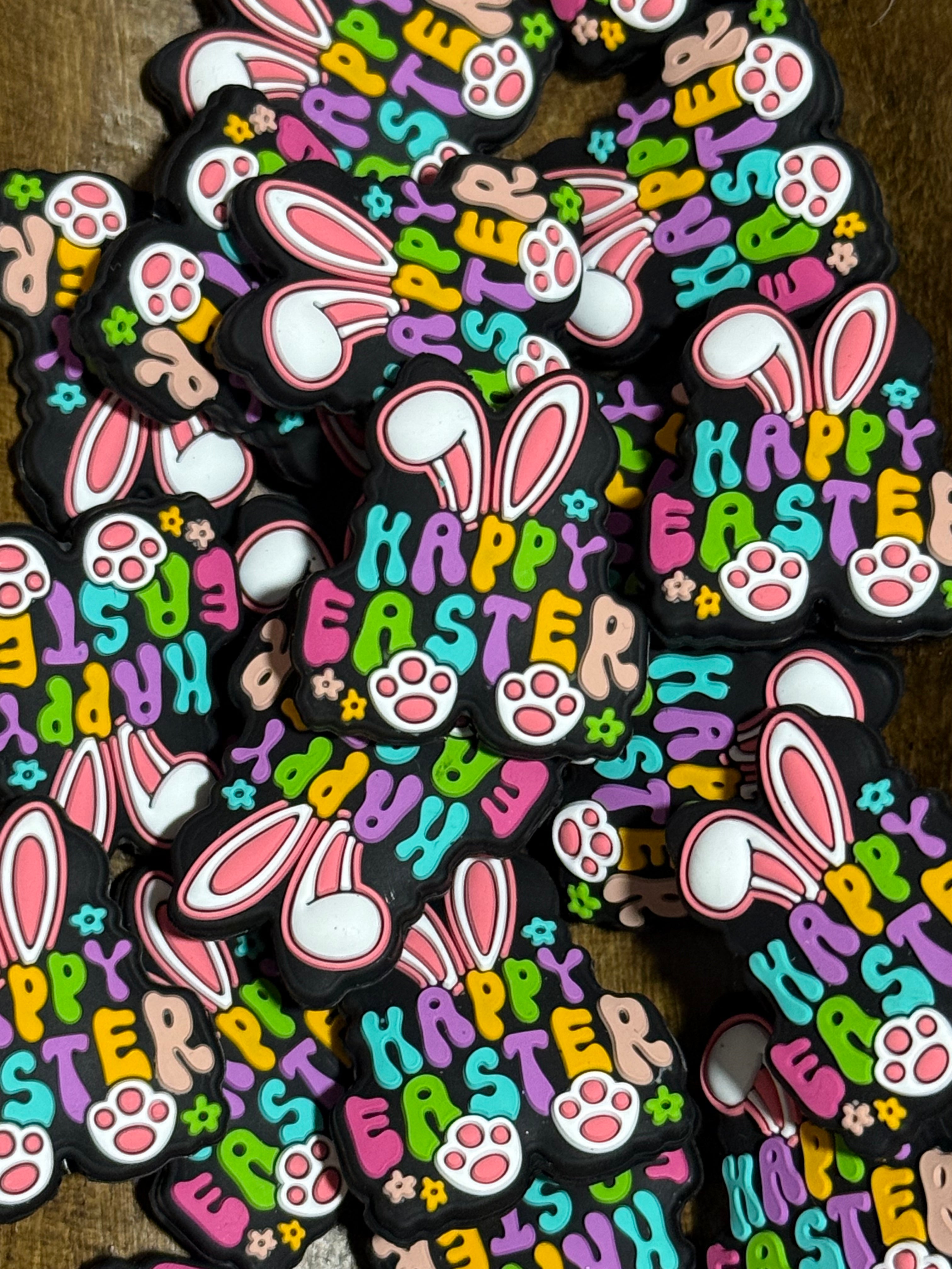 Happy Easter Bunny Silicone Focal Bead – Colorful Spring Bunny Bead ...